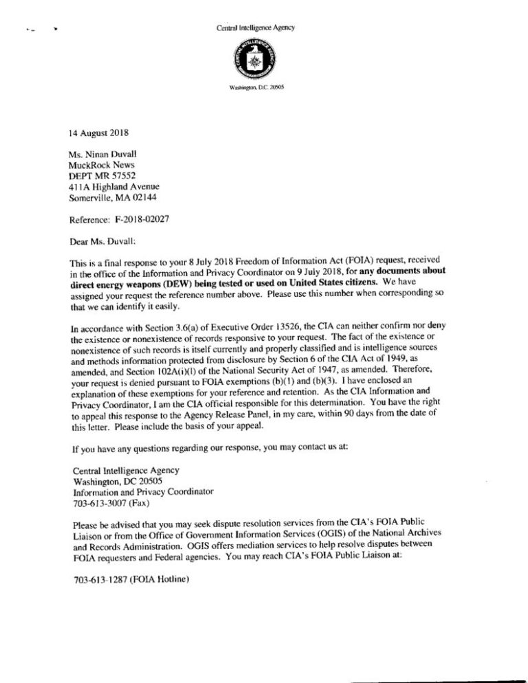 FOIA Requests – Targeted Individuals Data & Documents