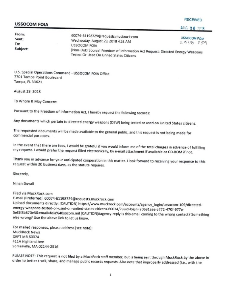 FOIA Requests – Targeted Individuals Data & Documents