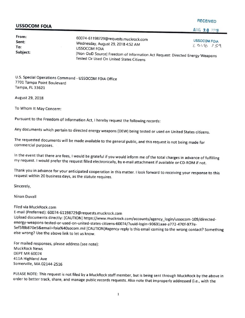 FOIA Requests – Targeted Individuals Data & Documents